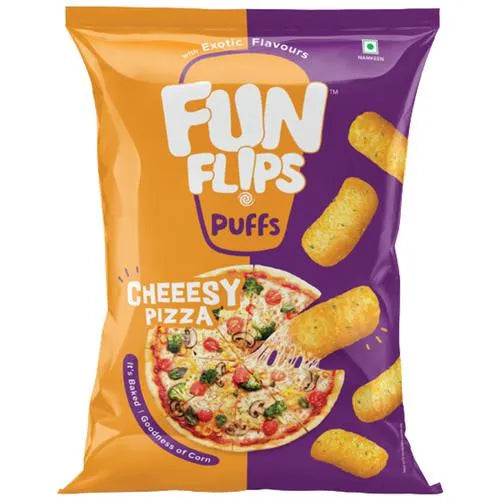 Fun Flips Puff Cheesy Pizza Flavour - Deliciously Crispy Snack ...